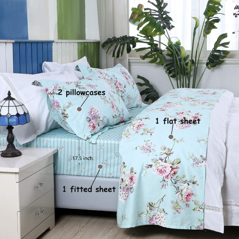 Blue Floral Bedding Sheet Set - Elegant & Fresh – FADFAY