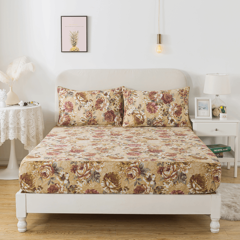 Bedding Sheet Set- Tan Peony Floral – FADFAY